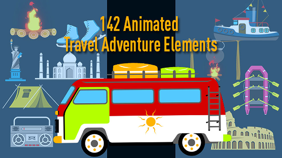 پروژه افترافکت مجموعه انیمیشن سفر Animated Travel Adventure Elements ...