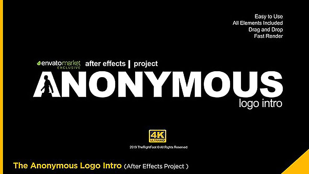 پروژه افترافکت نمایش لوگو با شخص ناشناس The Anonymous Logo • مخزن ودره