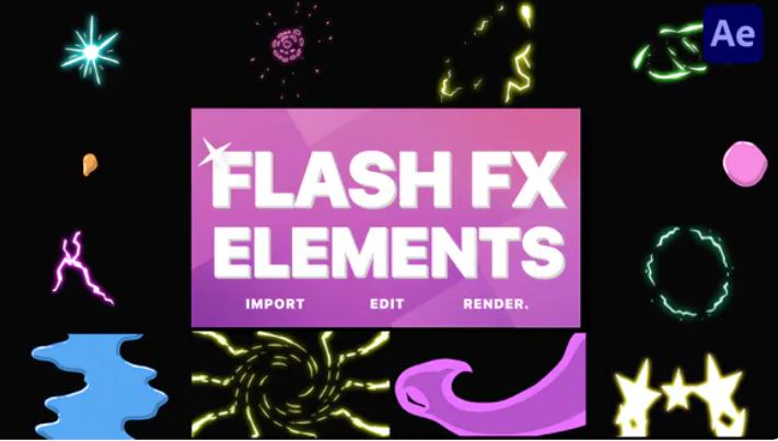 پروژه افترافکت مجموعه المان های فلش Flash FX Elements Pack • مخزن ودره